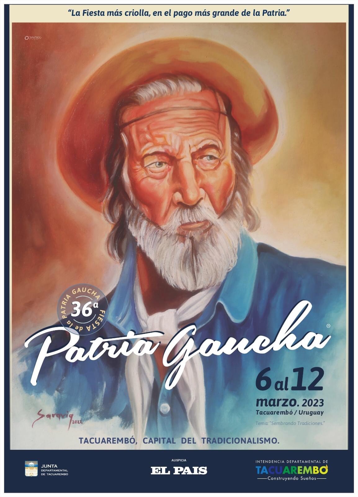 Este es el afiche de la 36a. edición de la Fiesta de la Patria Gaucha
